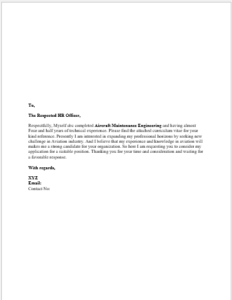 Aircraft Maintenance Engineer Resume Cover Letter Sample — Latest ...